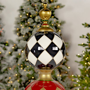 Zaer Ltd International 5.53ft. Tall Iron Christmas Ornament Display Tower with Diamond Print ...